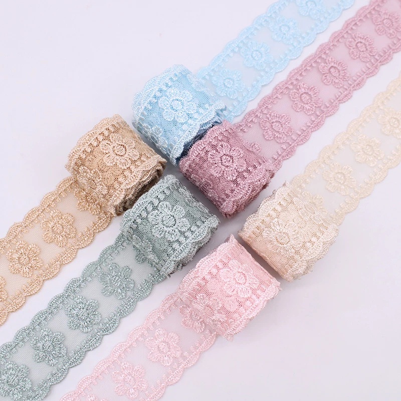 1Meter 2022 Multicolored Lace For Crafts 4cm diy Bow Tiara Ribbon Craft Supplies Cutout lace ...