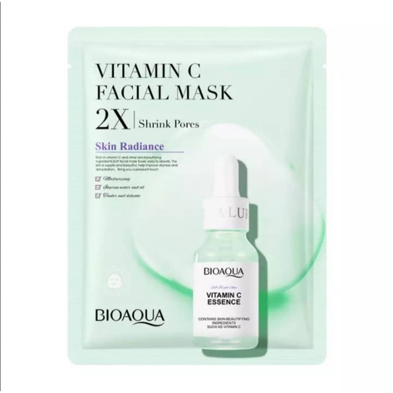 Borong Bioaqua Vitamin C Facial Mask 2x Shrink Pore Skin Radiance