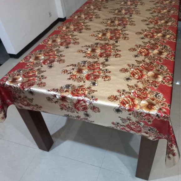 MERAH Luxurious Meter Plastic Dining Table Cloth Red Gold Gold Red ...