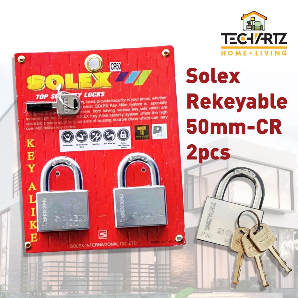 Original Solex Rekeyable 50mm-CR 2pcs Top Security Key Alike PadLock ...