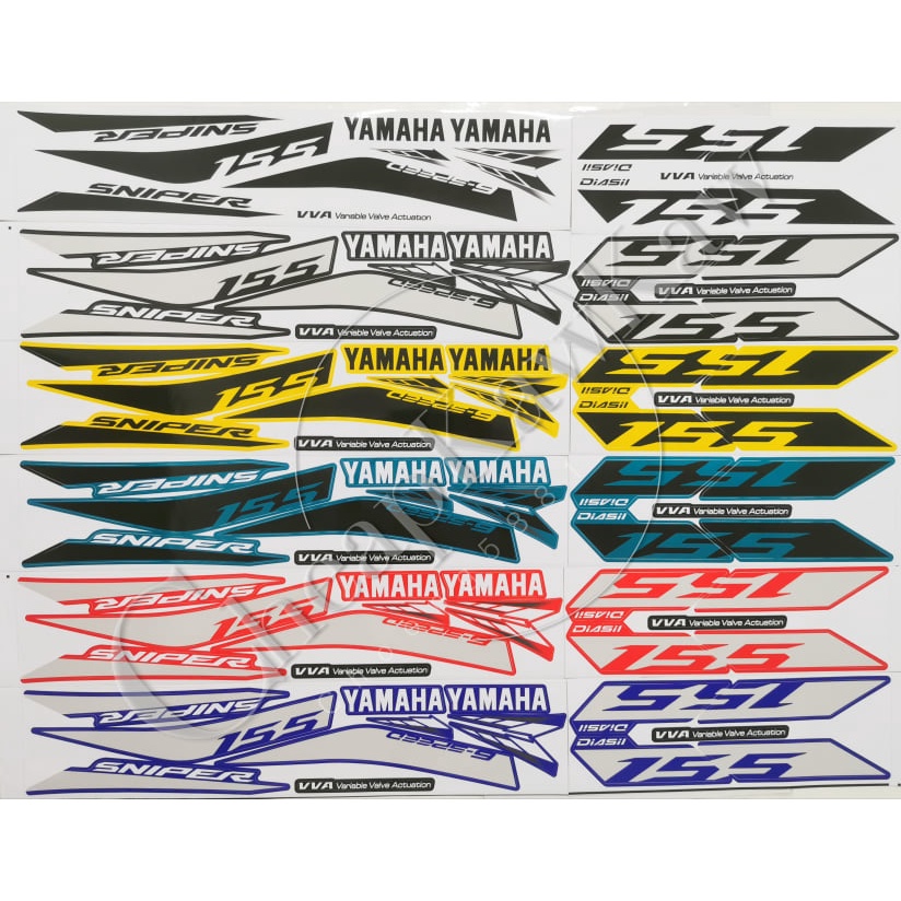YAMAHA Y16 Y16ZR SNIPER GP 155 2021 (19) Body Cover Set Stripe Sticker - Blue / Black / White ...