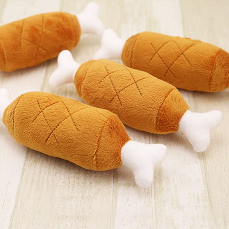 Pet Dog Supply Toys Soft Fleece Chicken Leg Cat toy Interective Squeak ...