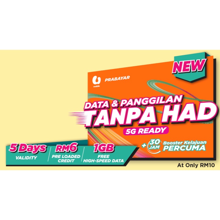 U MOBILE NEW 5G PREPAID PACK PLAN U25 U35 U40 U48 DAN BORNEO 20 PLAN NEW OR ESIM | Shopee Malaysia