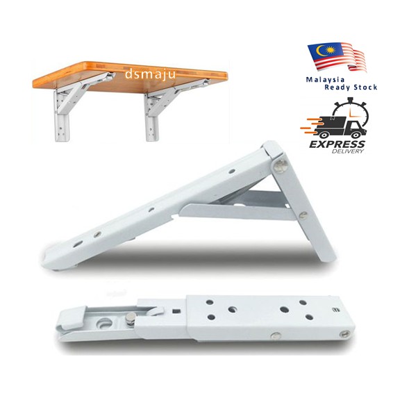 2PCS Foldable Metal Wall Shelf Rack With Spring Shelf Bracket Foldable ...
