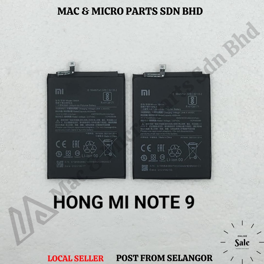 XIAO MI HONG MI NOTE 9 BATTERY MODEL BN54 (5020mAh) | Shopee Malaysia