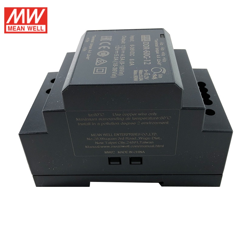 MEAN WELL DDR-60G-15 60W DIN Rail DC-DC Converter Input 9-36V DC To 15V DC 4A 60W Meanwell Power ...