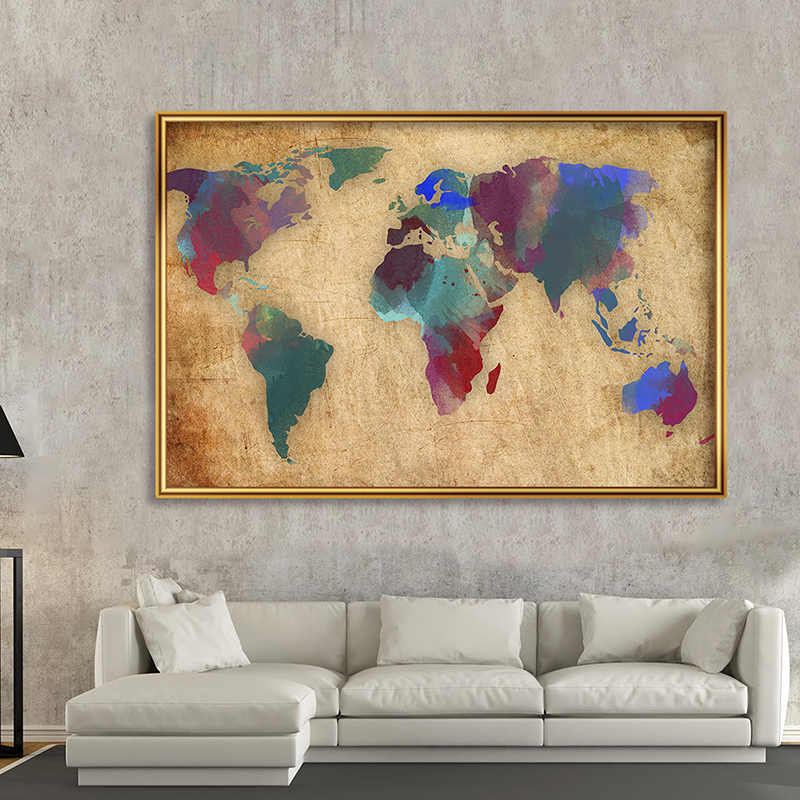 {NEW GOOD} Colorful World Map - Large Wall Chart Map Poster Background ...