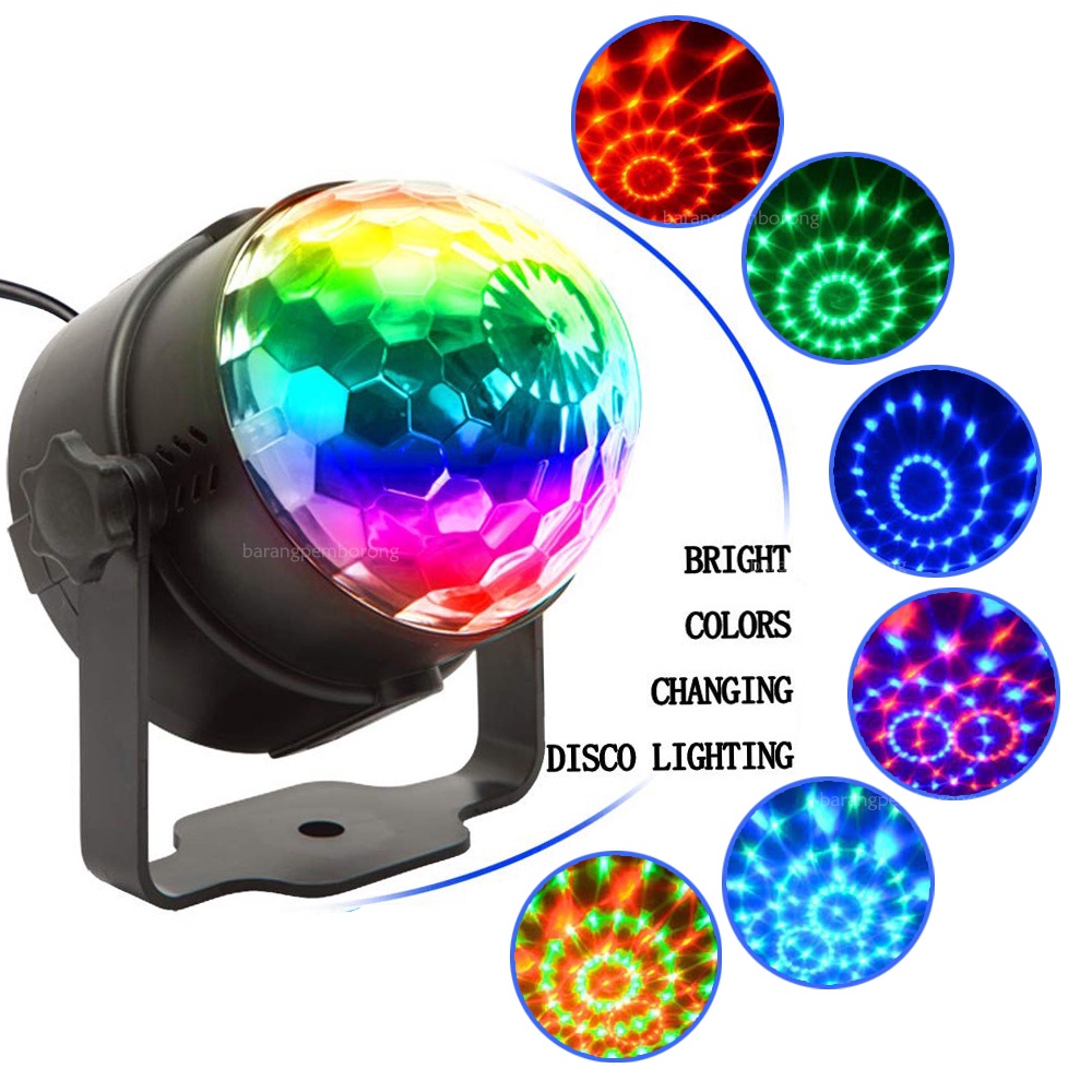 RGB LED Party Magic Ball Light Disko Lampu Party Projector LED Rotating ...
