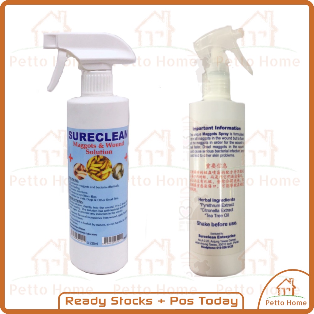 Sureclean Maggots & Wound Solution Maggots Spray Cat Maggots Spray Dog ...