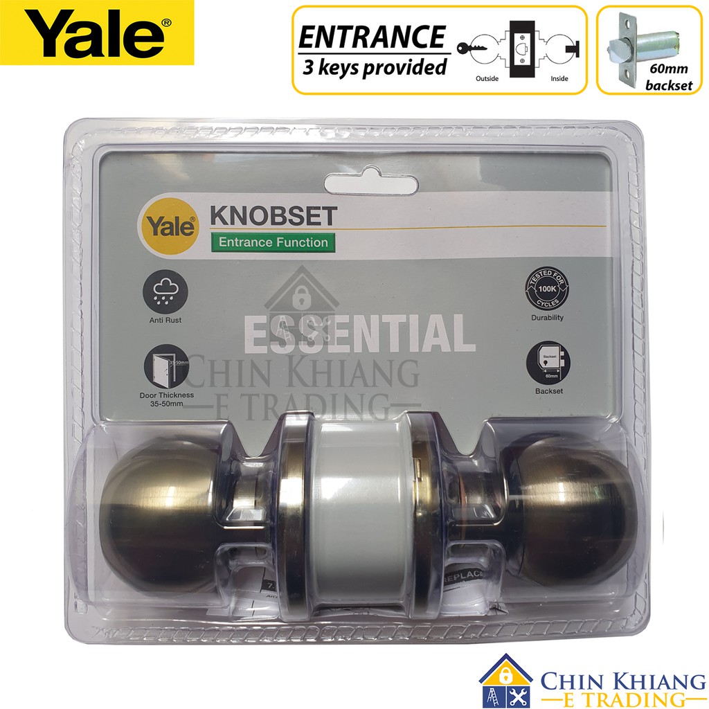 Yale 4147 Entrance Cylindrical Door Knob Set US32D Satin Stainless ...