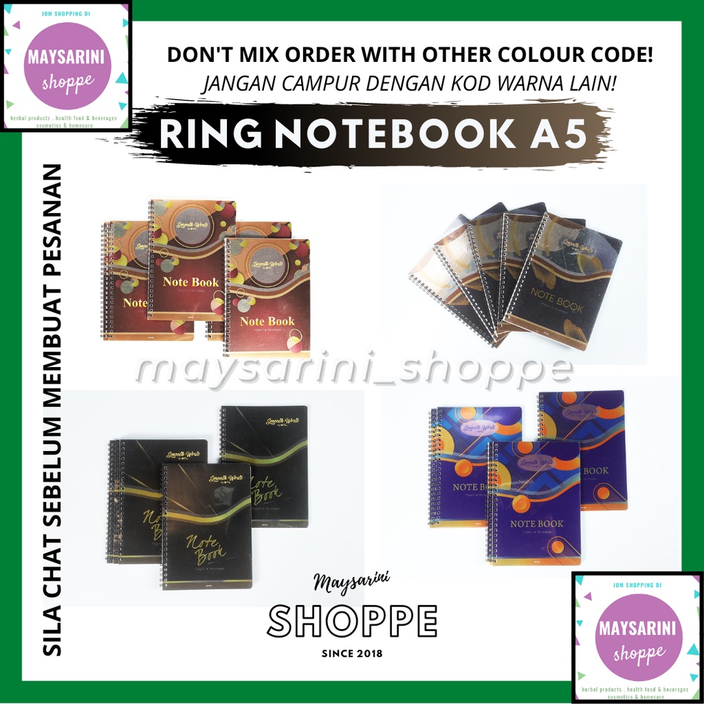 Ring Notebook A5 70gsm 50 pages (3 BUAH BUKU) | Shopee Malaysia