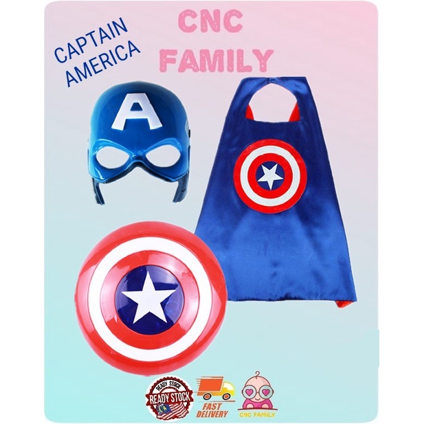 AVENGERS CAPTAIN AMERICA SHEILD/MASK/CAPE/PERISAI/TOPENG MUKA KIDS ...