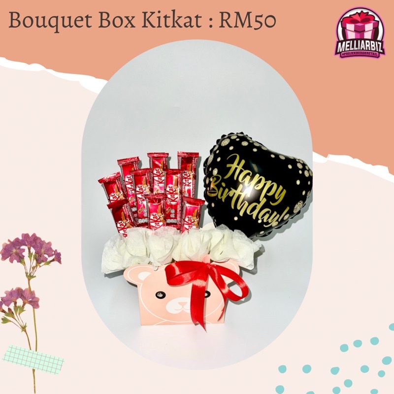 Bouquet Box Kitkat + Add-on service packaging | Shopee Malaysia