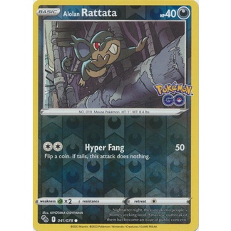 * Alolan Rattata / 041/078 / Reverse Holo & Common / Pokemon Go Pokemon ...