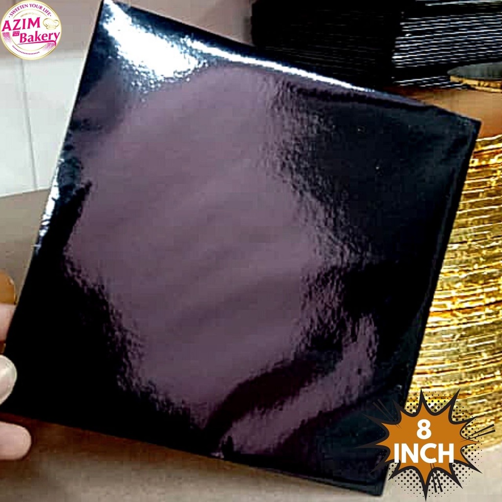 Cake Board Square Black 8” (3pcs) Papan Kek Empat Segi | Pelapik Kek ...