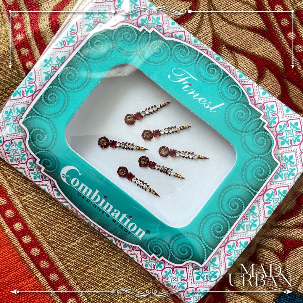 Fancy Indian Goburam Design Sticker Pottu Gold & Color Stones Indian ...
