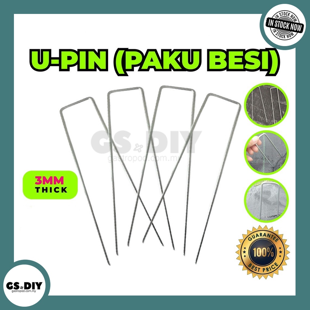 🏷️U-Pin Staple PAKU RUMPUT TIRUAN💯for Artificial Grass/Weedmat/Turf ...