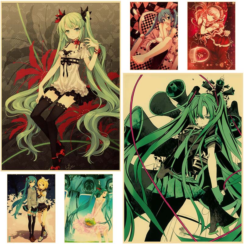 Anime Idol Singer Posters Retro Kraft Paper Cartoon Girl Art Painting ...