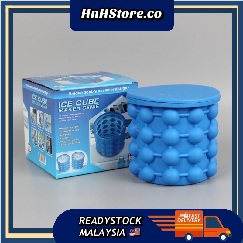 Readystock🇲🇾Magic Ice Cube Maker Silicone Rubber Tray Molds Saving Ice ...