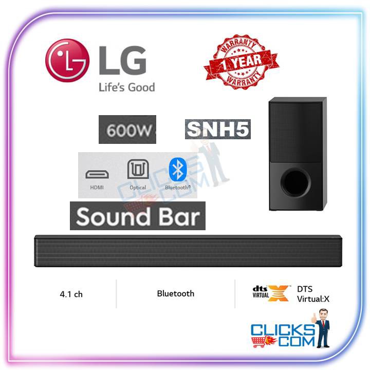 LG SNH5 600W 4.1ch Sound Bar with DTS Virtual X & Bluetooth ...