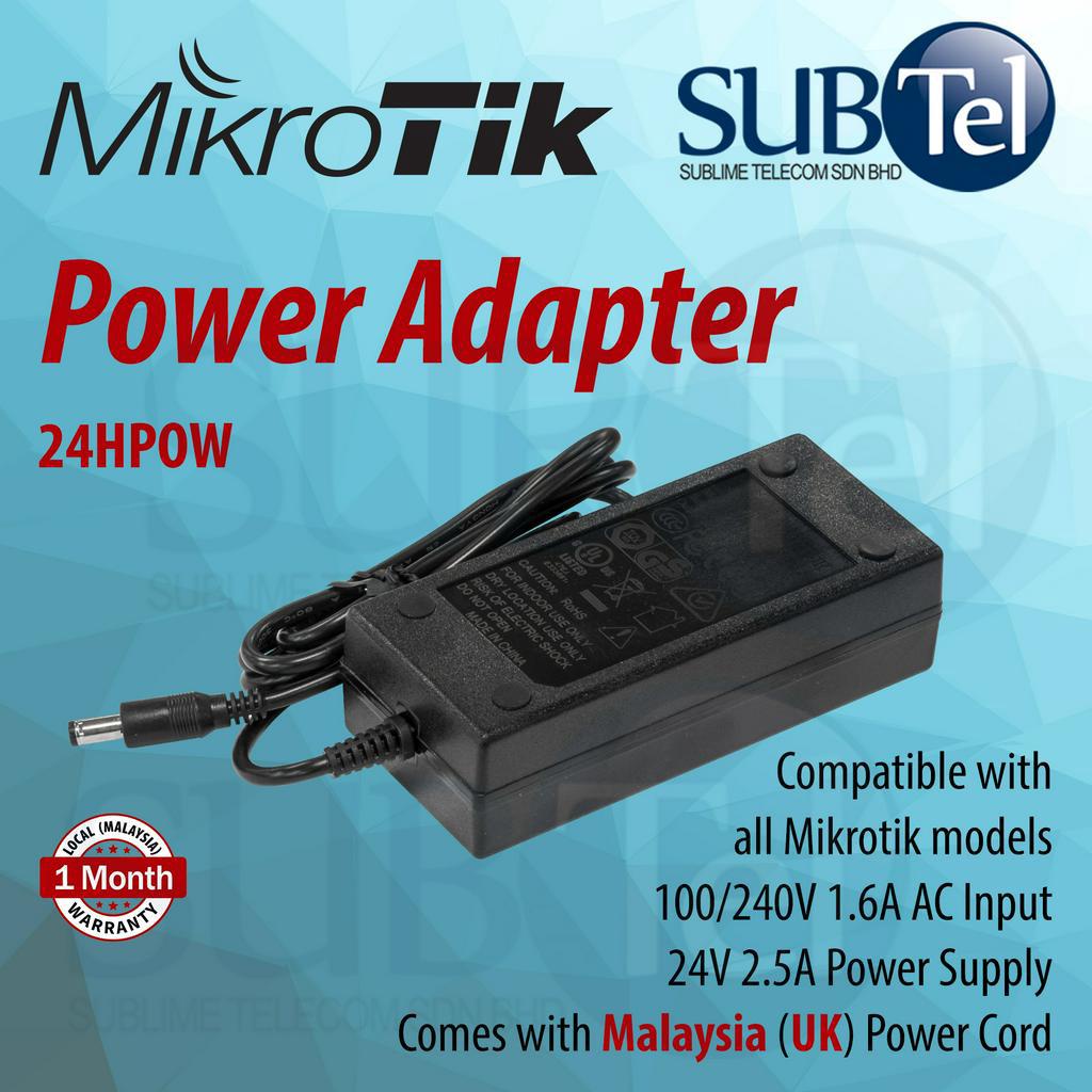 Mikrotik 24HPOW Power Adapter 24V 60W 2.5A AC / DC Power Supply PSU ...