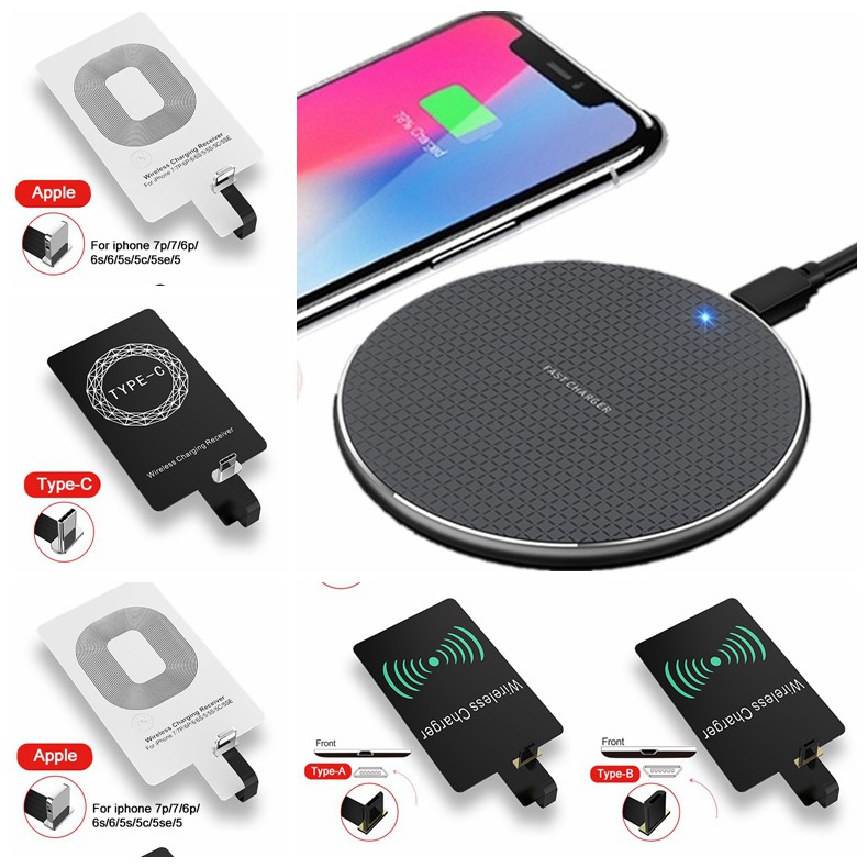 QI Wireless Charger Fast Charging Receiver Pad Kit for Micro-USB Type-C ...