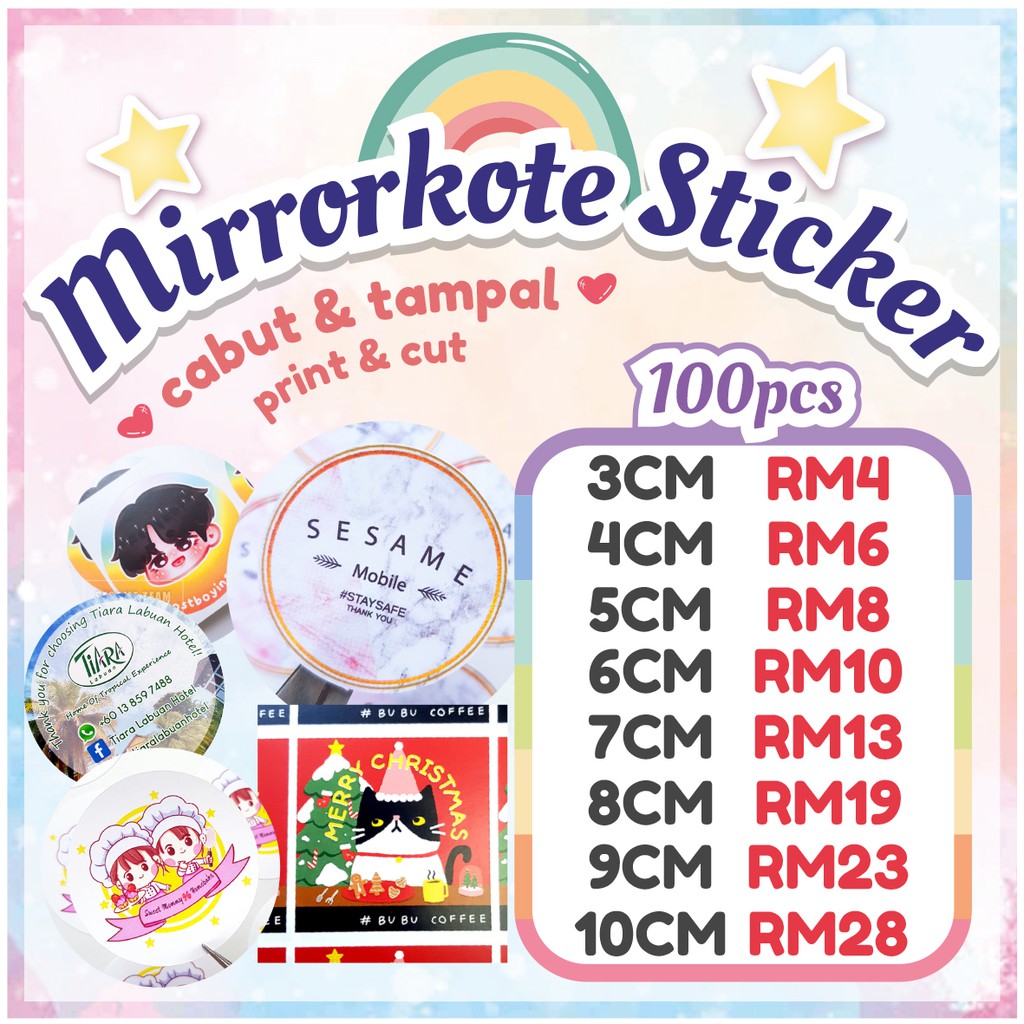 Customize Printing Sticker Glossy Mirrorkote Mirror Coat Sticker Label ...