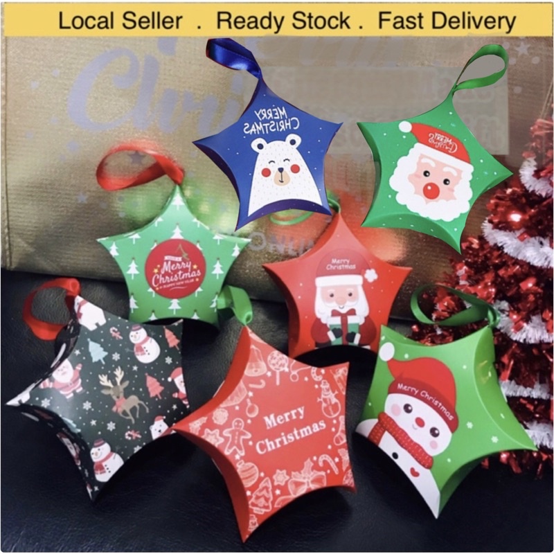 Christmas Gift Box Star Box Candy Box Cookies Packing Nougat 星星礼盒圣诞礼物 ...