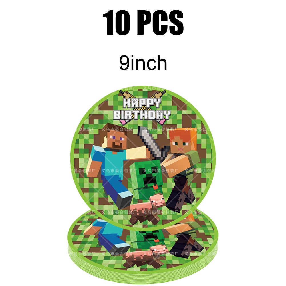 Minecraft Theme party decoration happy birthday Party Supplies Pixel ...