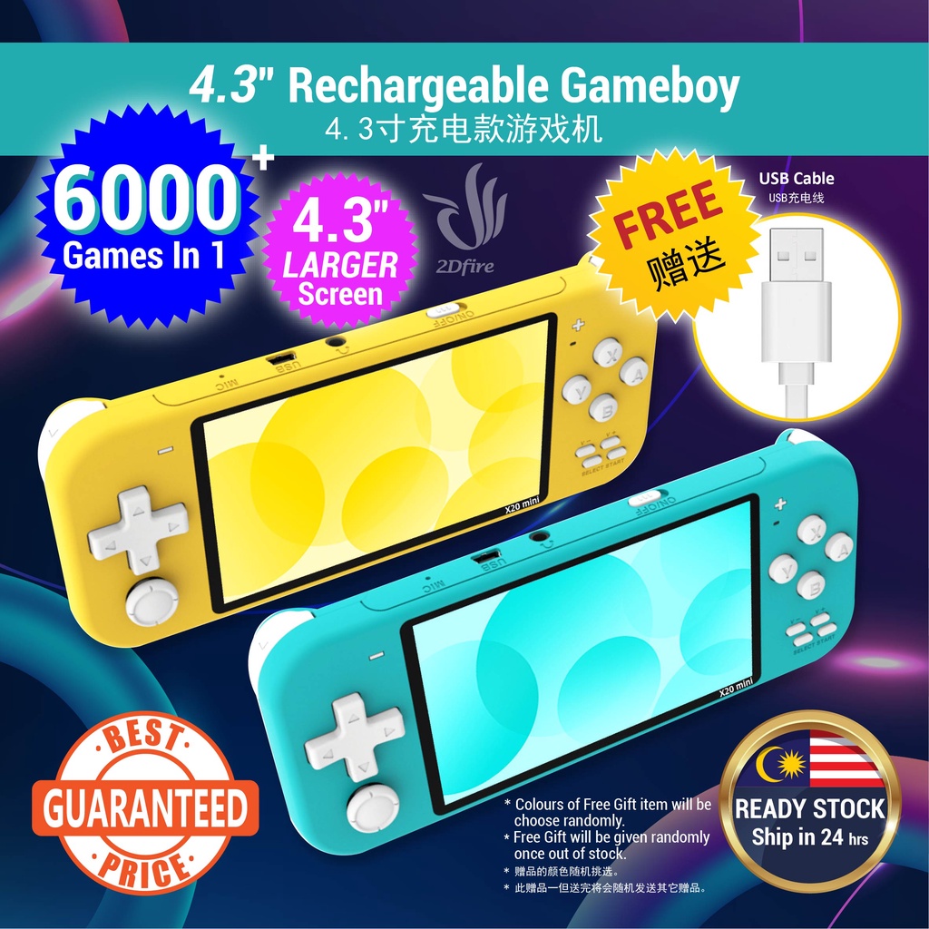 6000 Arcade Games In 1 Rechargeable Gameboy Classic Video Game Console ...