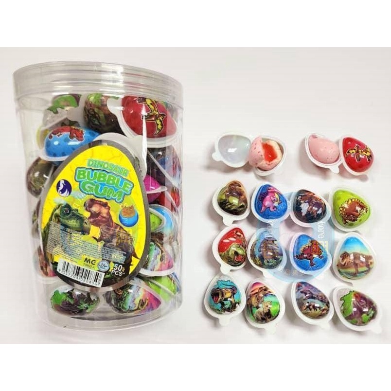 50 Pcs Dinosaur Egg / Spidermnan Assorted Bubble Gum in Bottle HALAL (LOCAL READY STOCKS ...