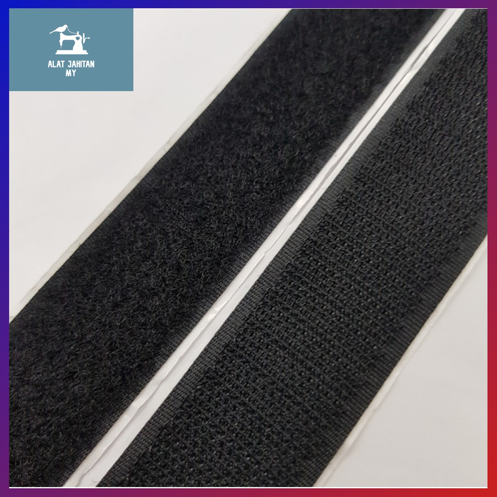 1 Inch Velcro Tape Magic Tape with Glue (by meter) 1inch Black | Shopee Malaysia