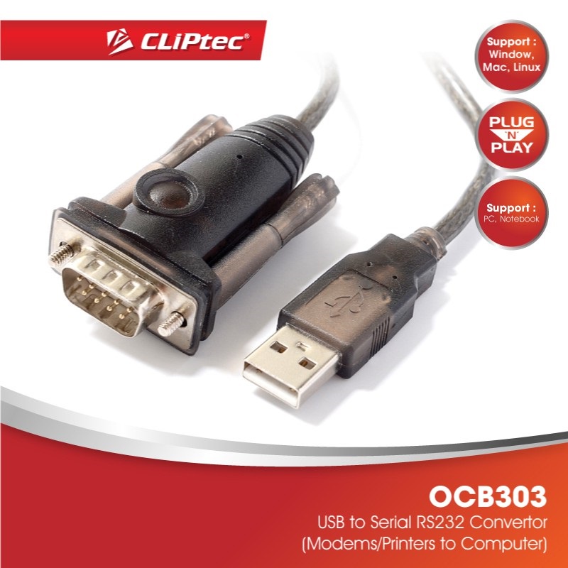 CLIPTEC OCB303 USB TO SERIAL RS-232 CONVERTOR - Cliptec USB to Serial ...