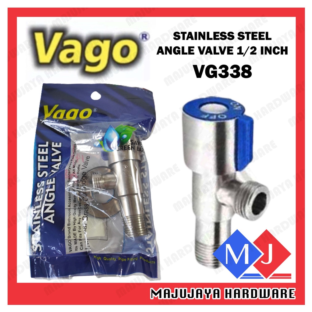 VAGO SUS304 Stainless Steel Quarter Turn Angle Valve 1/2'' One Way ...