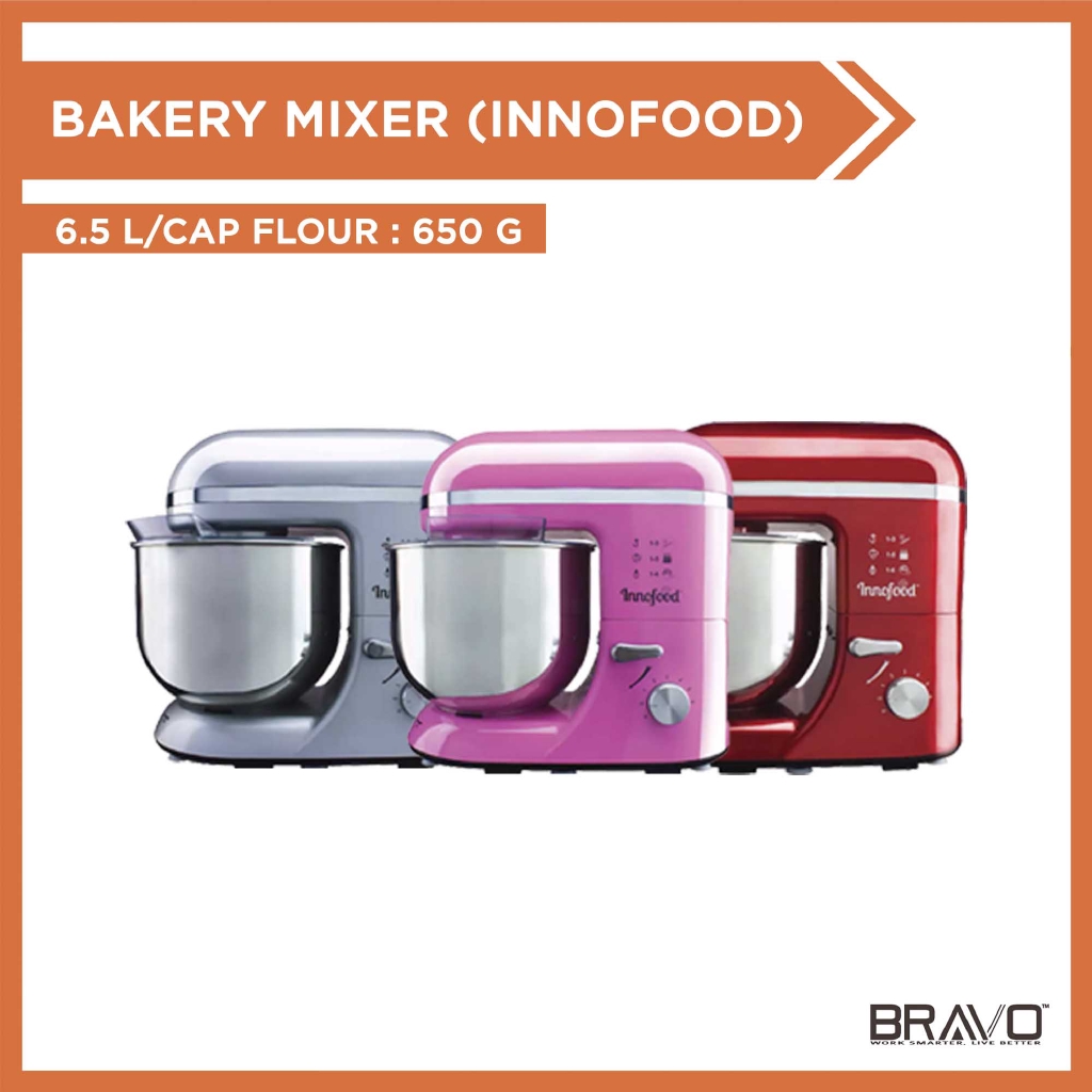 INNOFOOD KT609 Bakery Stand Mixer Capacity 6.5 Litres with 3 Colors: Silver, pink, red For Cake ...