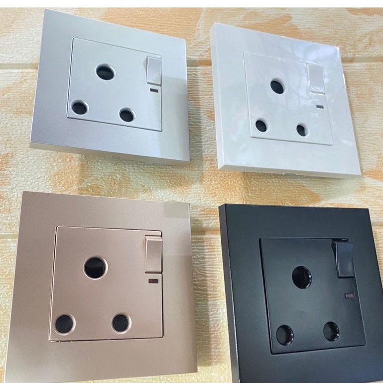 [ 15A ] SWITCH SOCKET OUTLET 3 ROUND HOLE 1 GANG AC POWER PLUG SOCKET ...