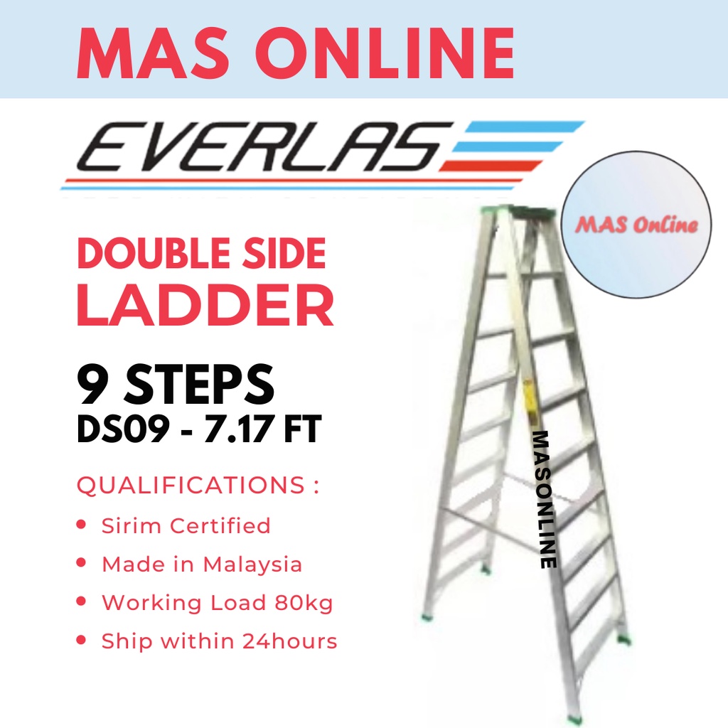 Everlas Tangga Dua Sebelah Double Sided Ladder 9 Steps Tangga Lipat ...