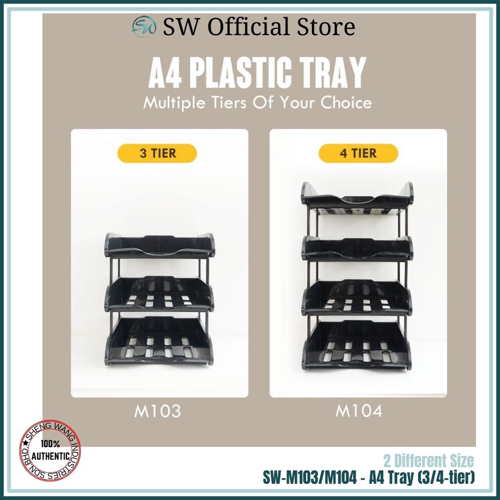SWI Plastic A4 Paper Tray/ 3-4 Tier Document Tray/ Office Easy Assemble ...