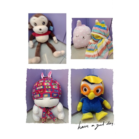 Monkey rabbit blanket 2 in 1 pororo mashimaro soft toys plush toys kids ...