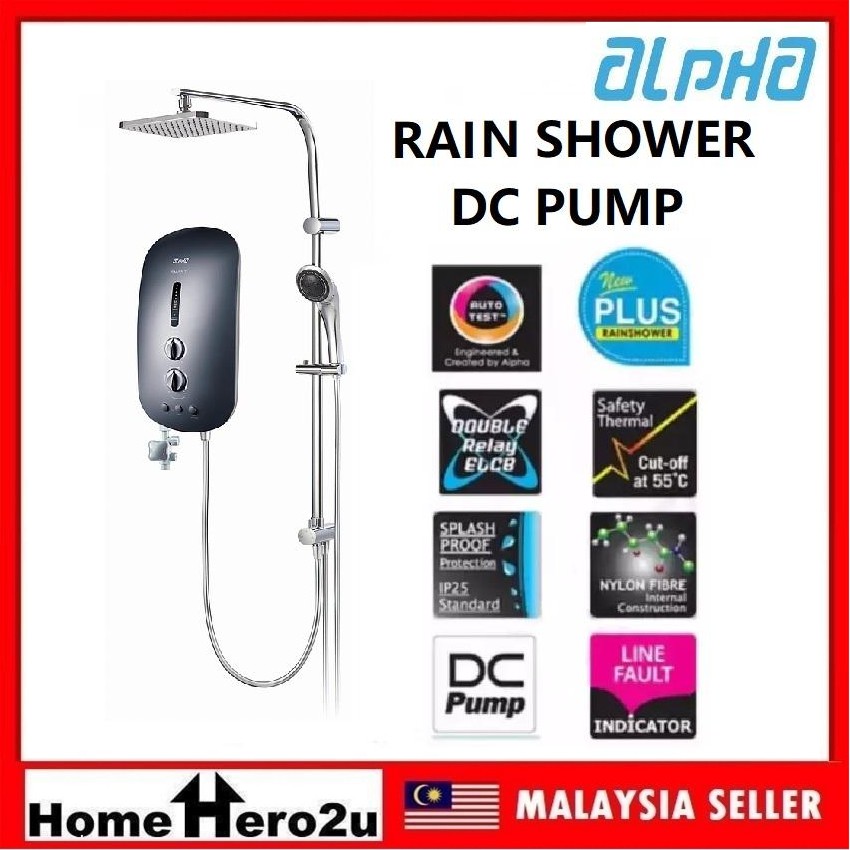 Alpha SMART 18I PLUS Inverter DC Pump Water Heater with Rain Shower Black - Homehero2u | Shopee ...