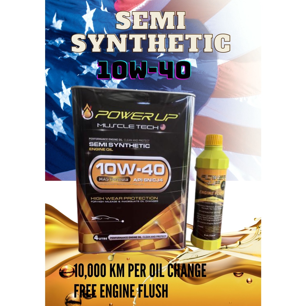 Power Up Semi Synthetic Engine Oil + Free Engine Flush | Shopee Malaysia