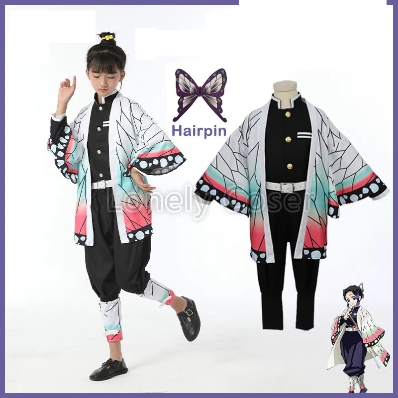 Anime Demon Slayer Kimetsu No Yaiba Kochou Shinobu Cosplay Costume Set ...