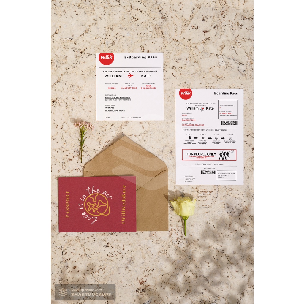Digital Template: AirAsia Airline/Aviation Boarding Pass Wedding ...