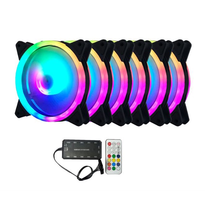 ARGB Chassis Fan 6 RGB Fans or 7 RGB Fans have Rainbow Controller and ...