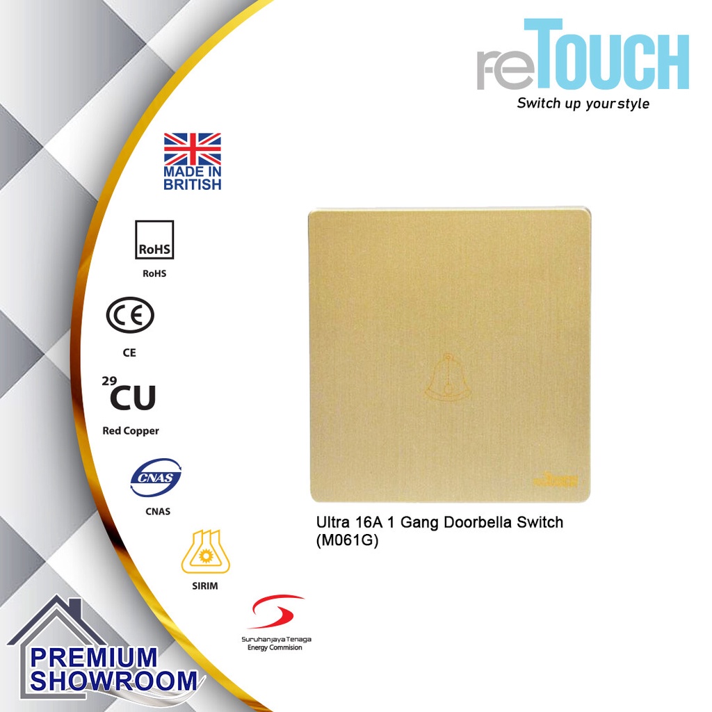 ReTouch Ultra 16A 1 Gang Doorbella Switch (M061G) | Shopee Malaysia
