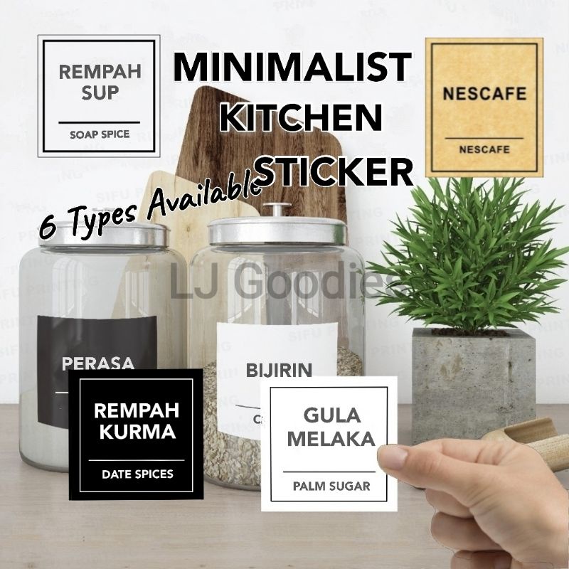 Minimalist Kitchen Sticker / Sticker Dapur / Waterproof Pantry Spice ...