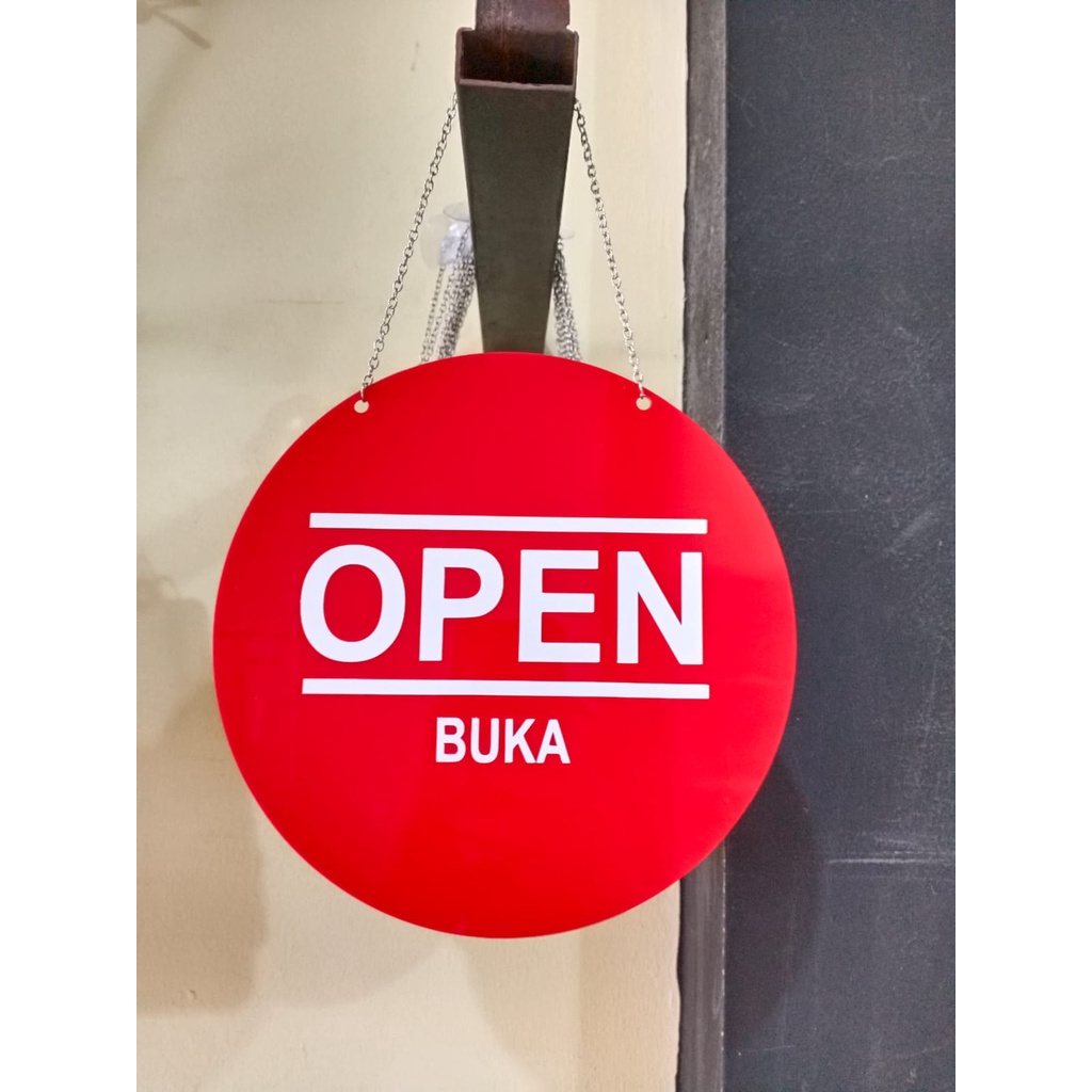MERAH Acrylic Signage Open Close/Acrylic Open Close (Red Round ...