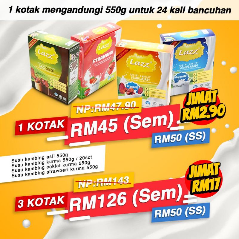 Susu Lazz Kambing 550gm (Asli,Choco,Kurma,Strawberry) | Shopee Malaysia