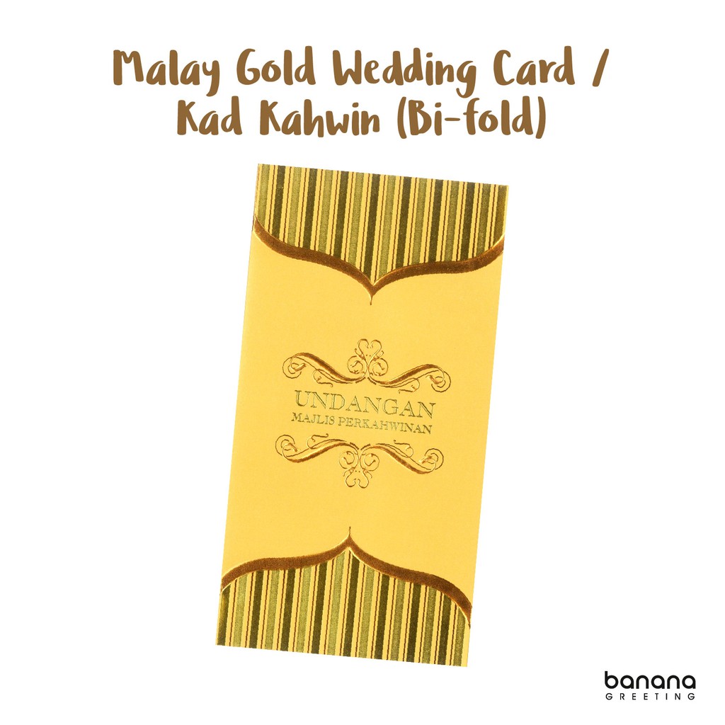 READY STOCK Malay Gold Hotstamping Wedding Card (Bi-fold)/ Kad Jemputan Kahwin / Walimatul Urus ...