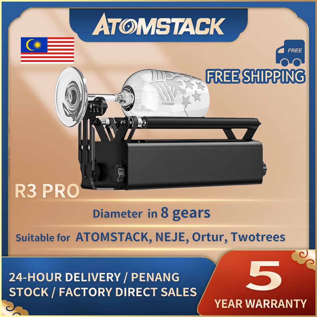 Ready Stock🚚ATOMSTACK R3 Pro Laser Rotary Roller Set Engraving Module ...